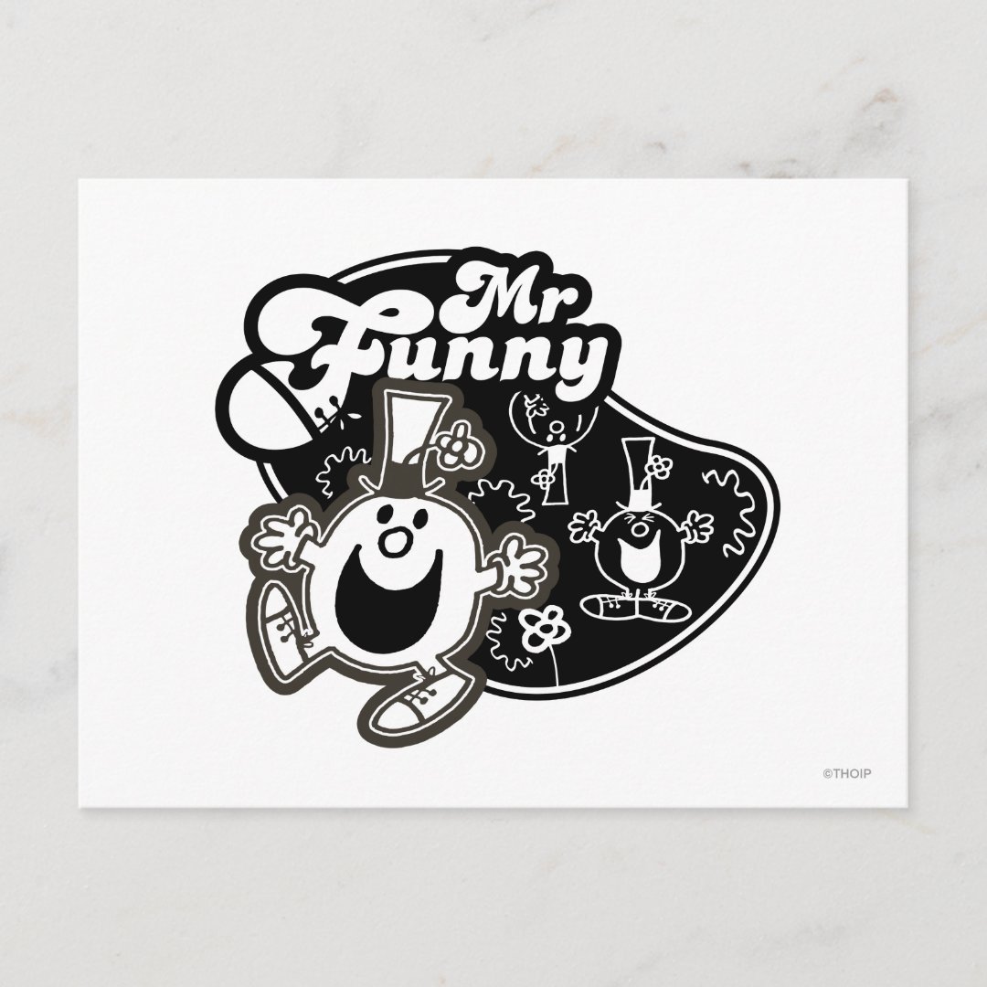 Black & White Mr. Funny Postcard | Zazzle