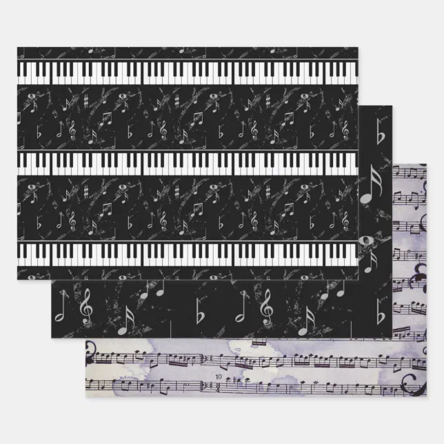 Black & White Music Collection Wrapping Paper Shee | Zazzle