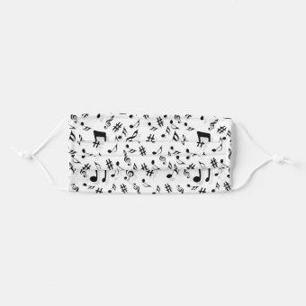 Black White Music Notes Sheet Music Musical Adult Cloth Face Mask | Zazzle