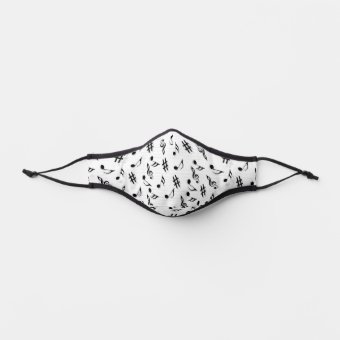 Black White Music Notes Sheet Music Musical Adult Premium Face Mask ...