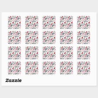 Black & White Music Notes & Symbols Square Sticker | Zazzle