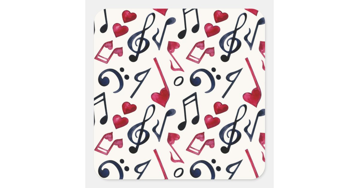 Black & White Music Notes & Symbols Square Sticker | Zazzle
