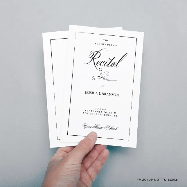 Black & White Music Recital Program Template | Zazzle