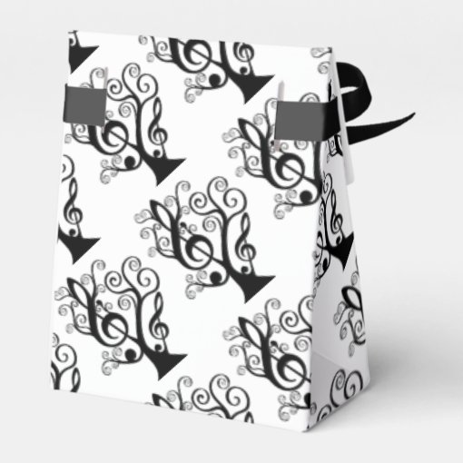 Black & White Music Treble Clef Tree Favor Box | Zazzle
