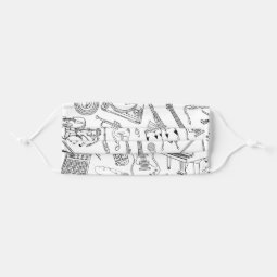 Black, White Musical Instruments Face Mask | Zazzle