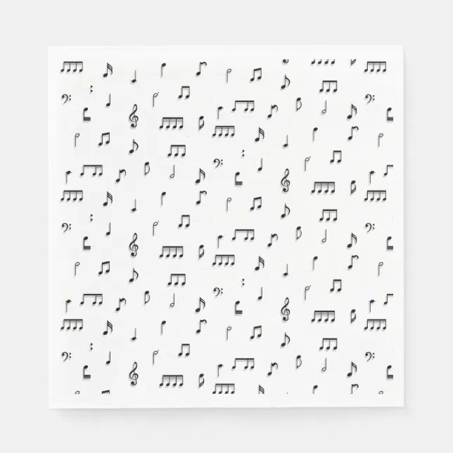 Black & White Musical Notes Symbol Pattern Napkins | Zazzle