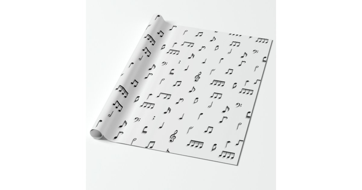 Black & White Musical Notes Symbol Pattern Wrapping Paper | Zazzle