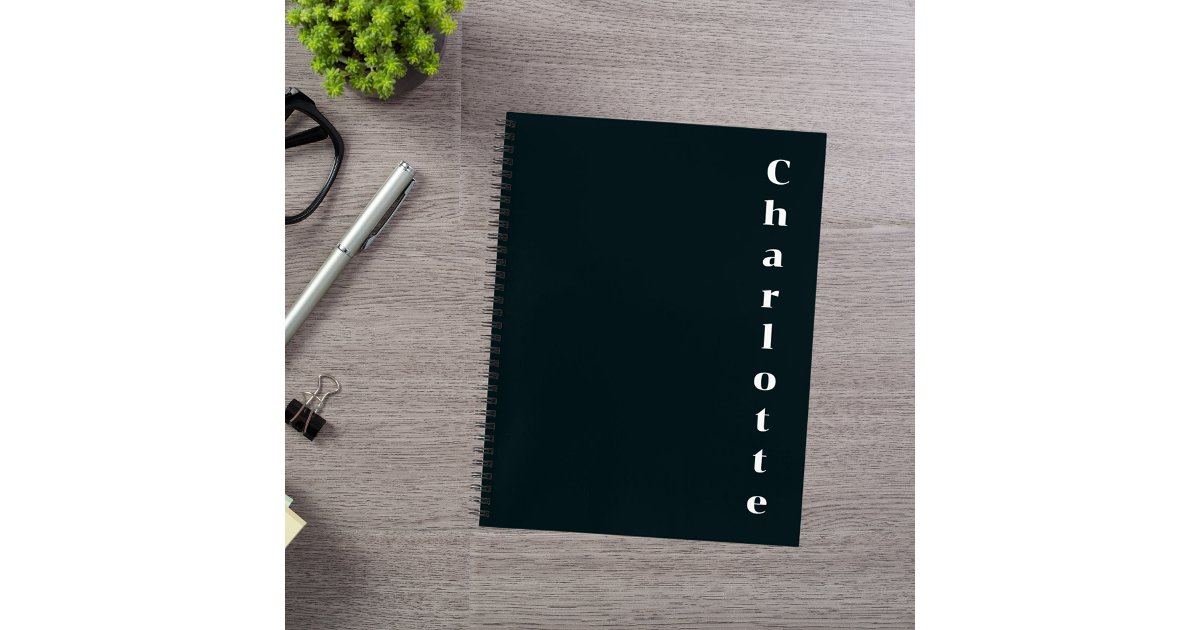 Black white name notebook | Zazzle