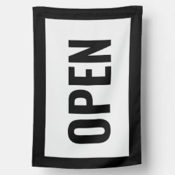 BLACK & WHITE OPEN SIGN FLAG | Zazzle