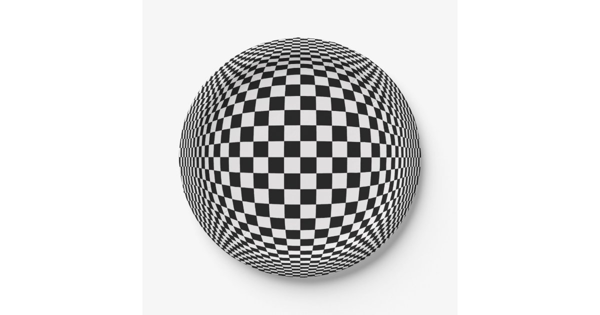 Black White Optical Illusion Paper Plates | Zazzle