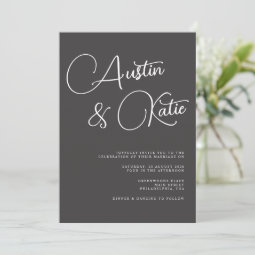 Black & White Oversized Script Photo RSVP Wedding Invitation | Zazzle