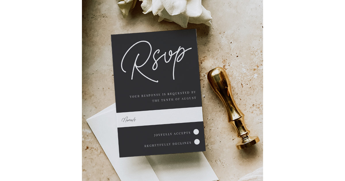 Black & White Oversized Script Traditional RSVP Card | Zazzle