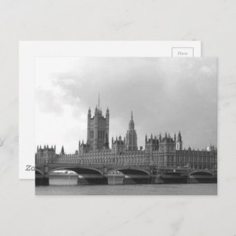 Black & White Palace of Westminster Postcard | Zazzle