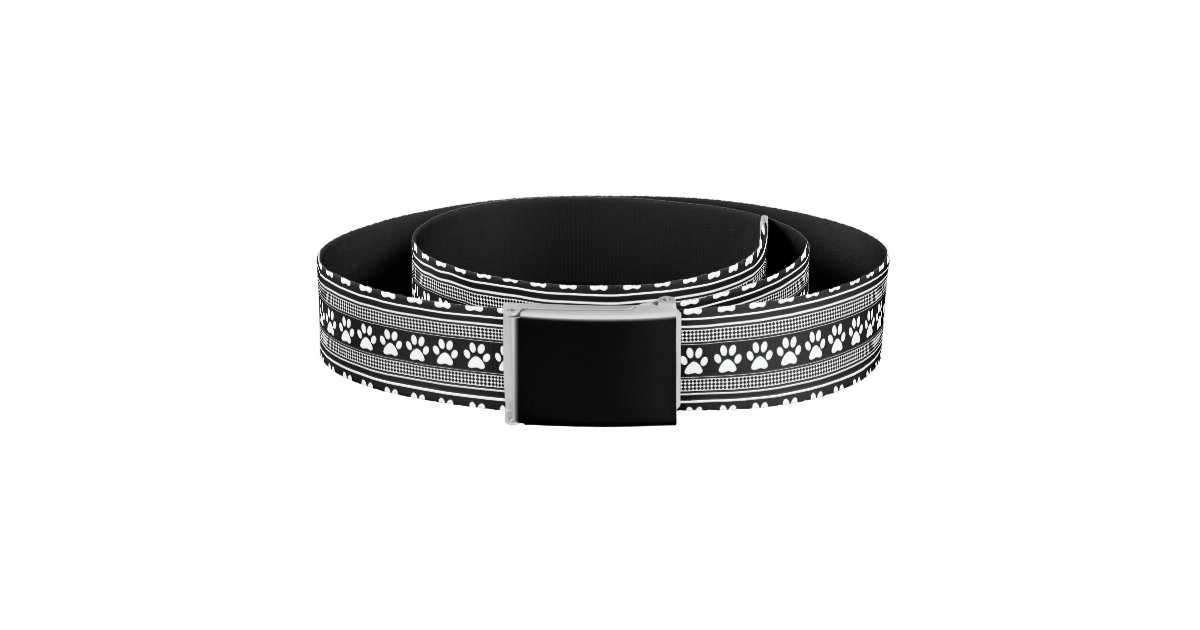 Black white paw prints belt | Zazzle