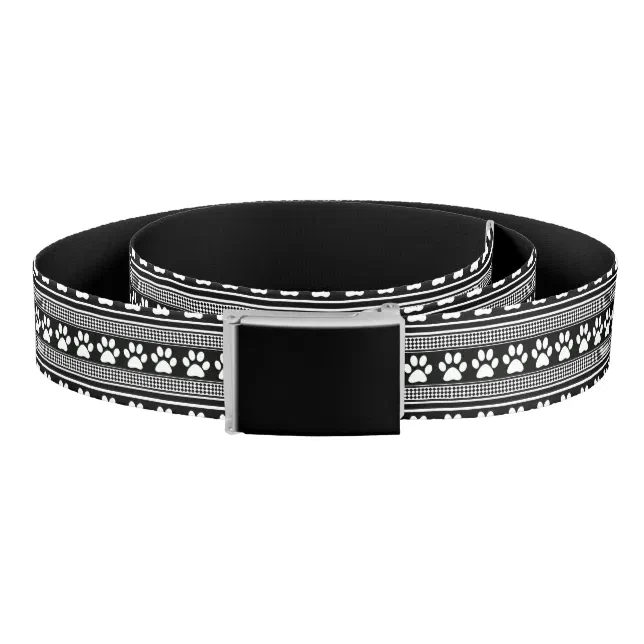 Black white paw prints belt | Zazzle