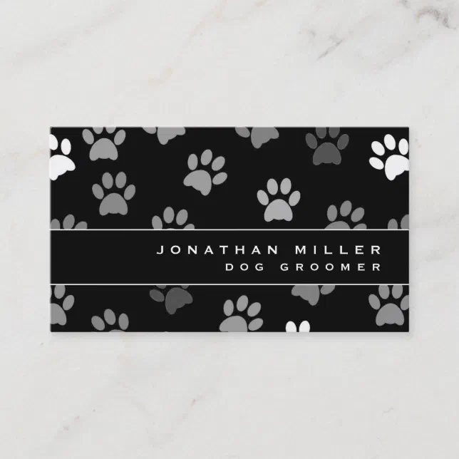 Black & White Paw Prints Business Card | Zazzle