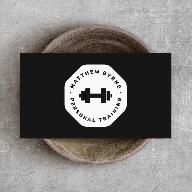 Black White Personal Trainer Training Emblem Business Card | Zazzle