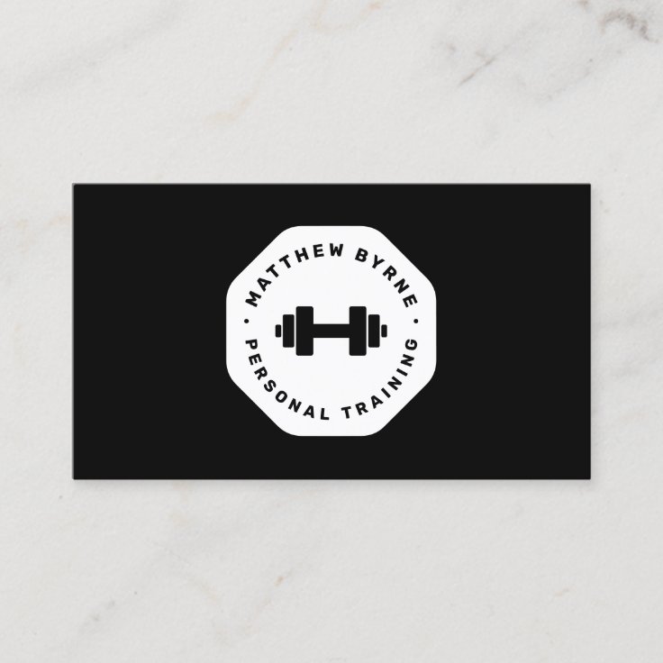 Black White Personal Trainer Training Emblem Business Card | Zazzle