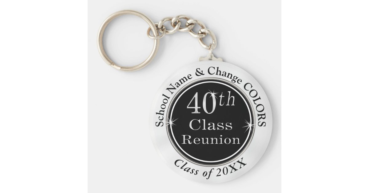 Black White Personalized 40th Class Reunion Gifts Keychain | Zazzle