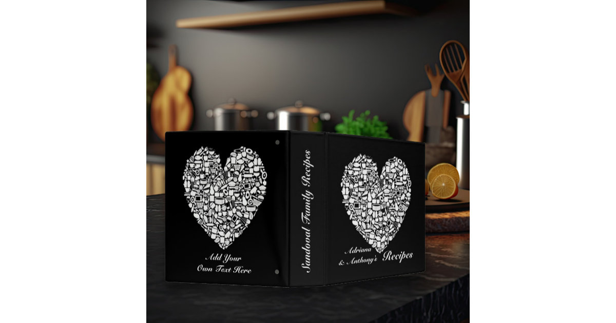 Black & White Personalized Kitchen Recipe Binder | Zazzle