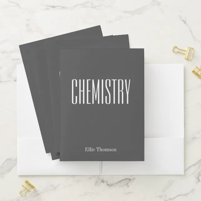 Black White Personalized School Subject Chemistry Pocket Folder | Zazzle