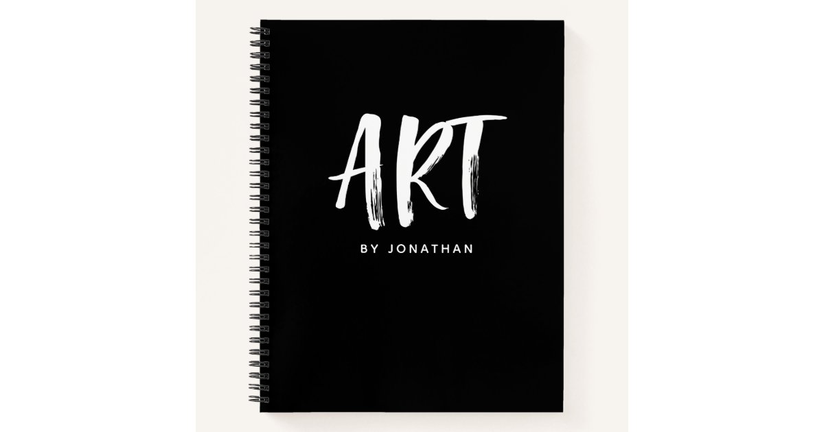 Black White Personalized Sketchbook Your Name Notebook | Zazzle