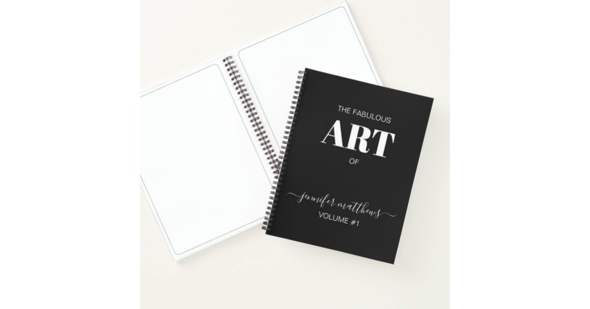 Black White Personalized Sketchbook Your Name Notebook | Zazzle