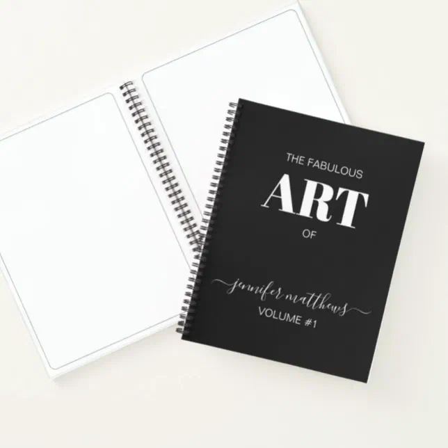Black White Personalized Sketchbook Your Name Notebook | Zazzle