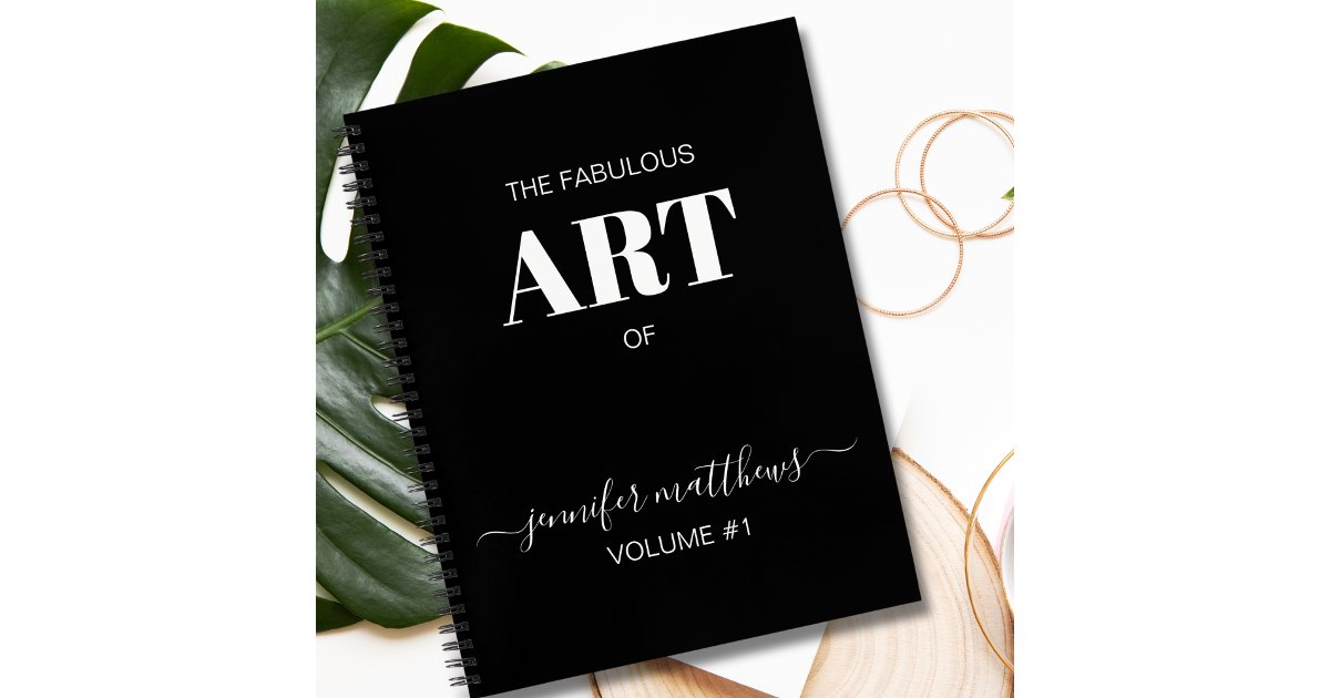 Black White Personalized Sketchbook Your Name Notebook | Zazzle