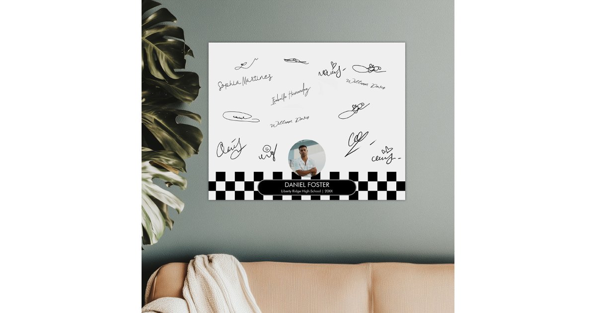 Black & White Photo Graduation Signature Poster | Zazzle