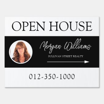 Black White Photo Open House Real Estate Sign | Zazzle