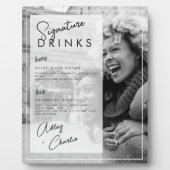 Black White Photo Wedding Couple Signature Drink Plaque | Zazzle