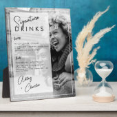 Black White Photo Wedding Couple Signature Drink Plaque | Zazzle
