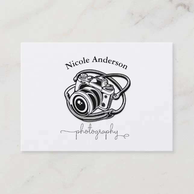 Black White Photography Camera Logo Graphic Business Card | Zazzle