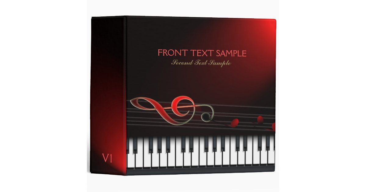 Black White Piano And Clef 3 Ring Binder | Zazzle
