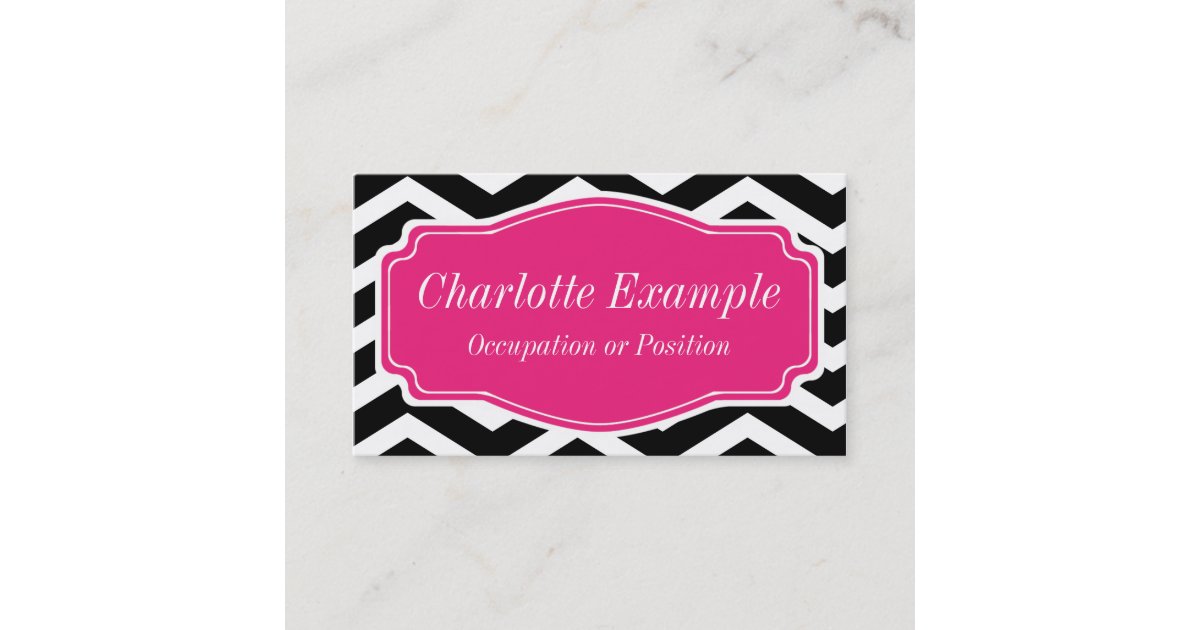 Black White Pink Chevron Personal Business Card | Zazzle