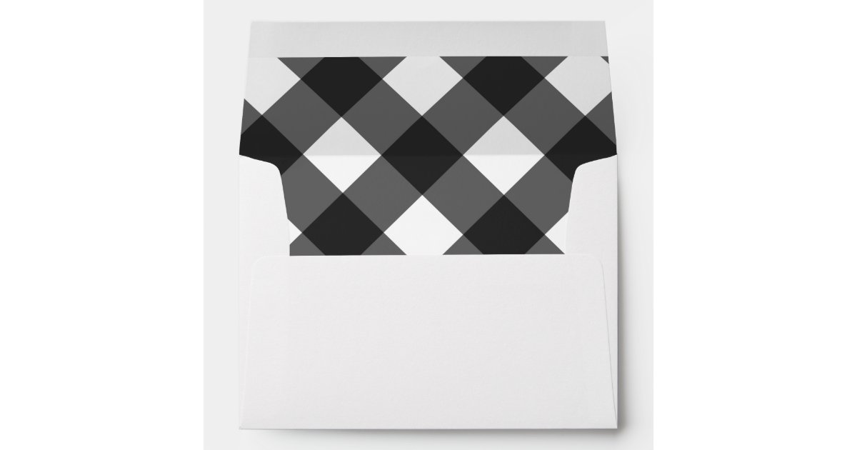 Black White Plaid Return Address Envelope | Zazzle