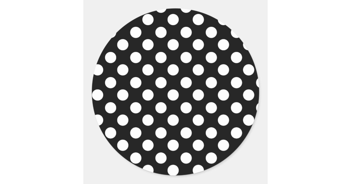 Black & White Polka Dots Birthday Party Classic Round Sticker | Zazzle