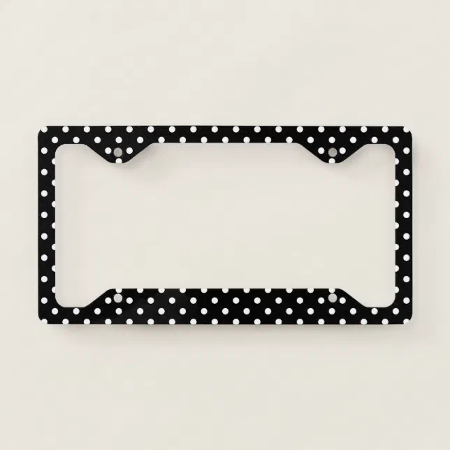 Black & White Polka Dots Licence Plate Frame | Zazzle