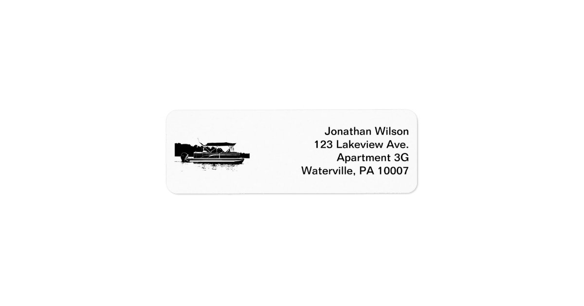 Black & White Pontoon Boat Return Address Labels | Zazzle