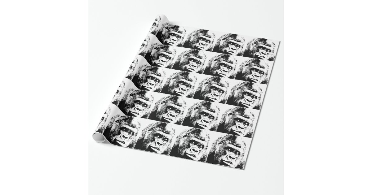 Black White Pop Art Gorilla Wrapping Paper | Zazzle