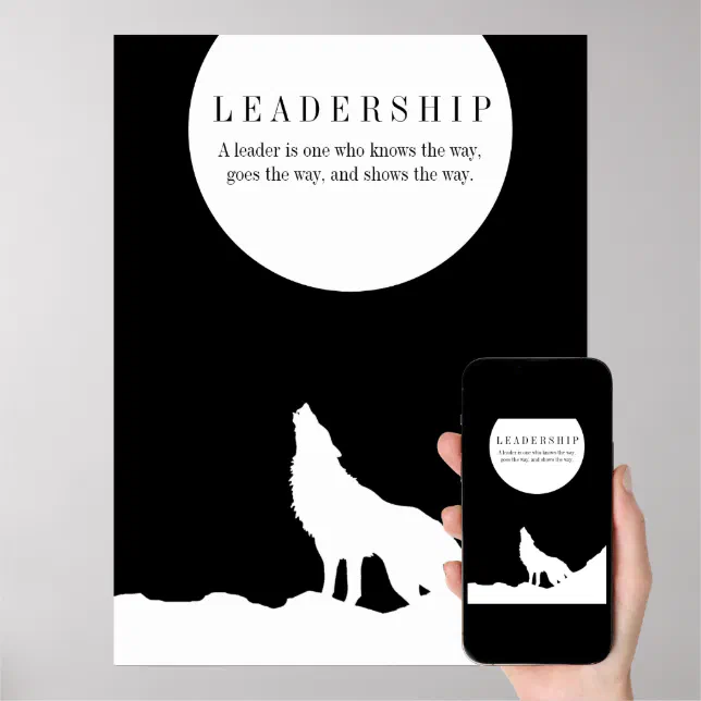 Black White Pop Art Leadership Wolf Howling Poster | Zazzle