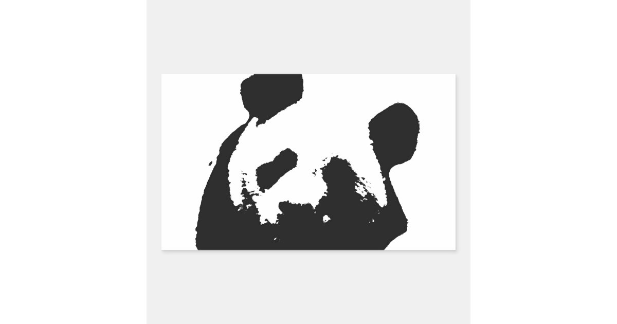 Black White Pop Art Panda Rectangular Sticker | Zazzle