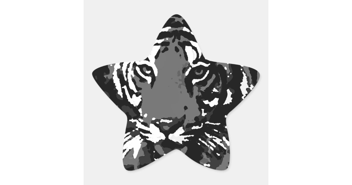 Black White Pop Art Tiger Star Sticker | Zazzle
