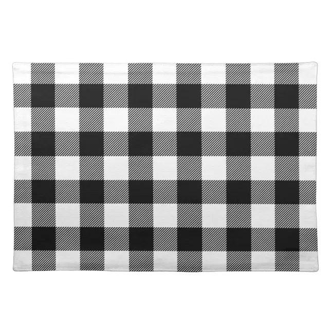 Black & White Preppy Buffalo Check Plaid Placemat | Zazzle