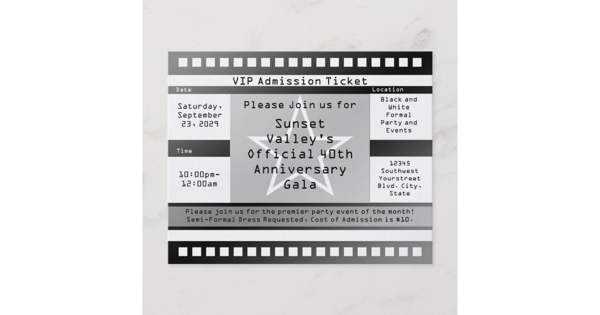 Black/White Printed Star Ticket Flyer | Zazzle