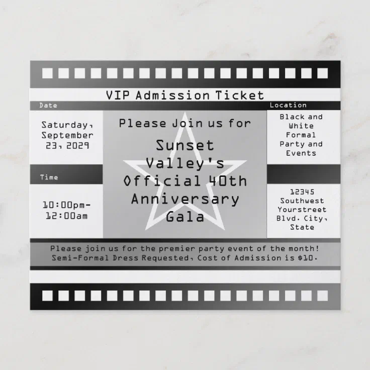 Black/White Printed Star Ticket Flyer | Zazzle
