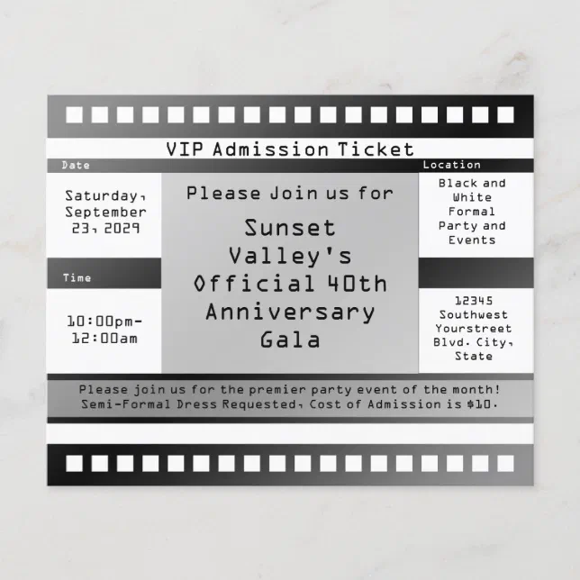 Black/White Printed Ticket Flyer | Zazzle
