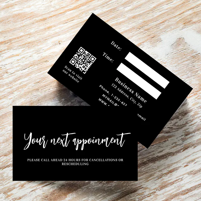 Black white QR business appointment card | Zazzle