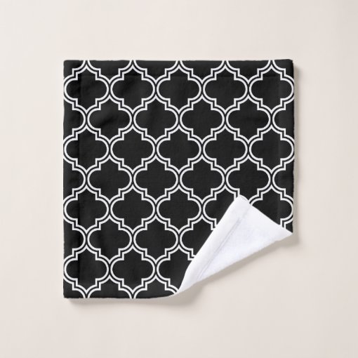 Black And White Quatrefoil Bath Towel Set Zazzle